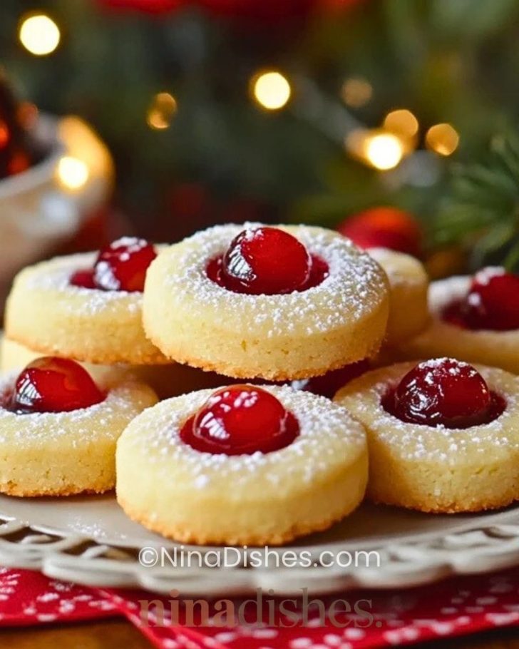 Christmas Maraschino Cherry Shortbread Cookies