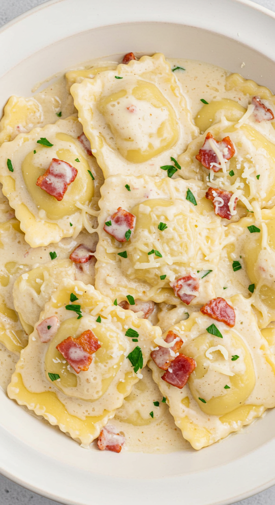 Copycat Olive Garden Ravioli Carbonara Recipe