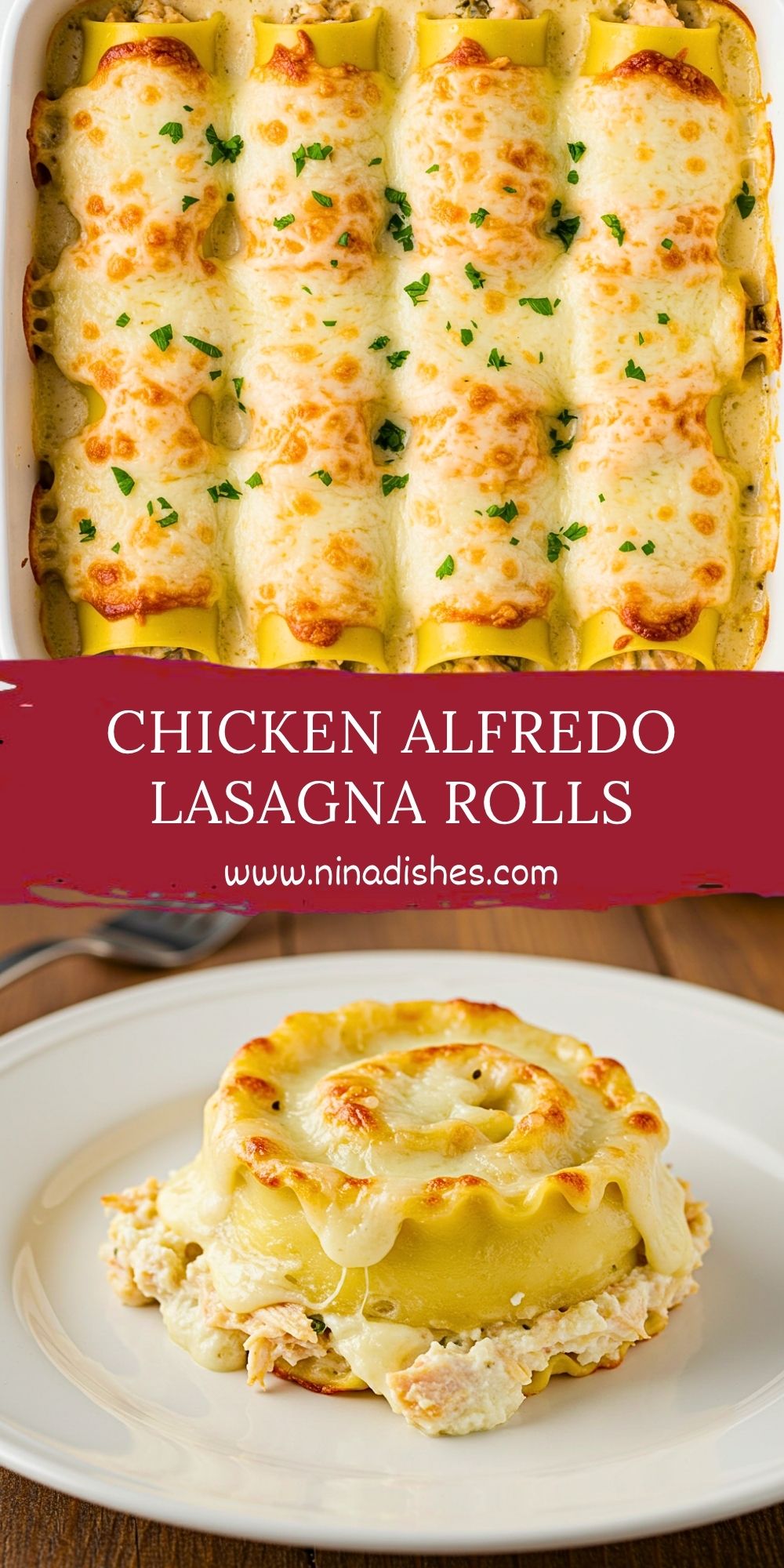 Chicken Alfredo Lasagna Rolls