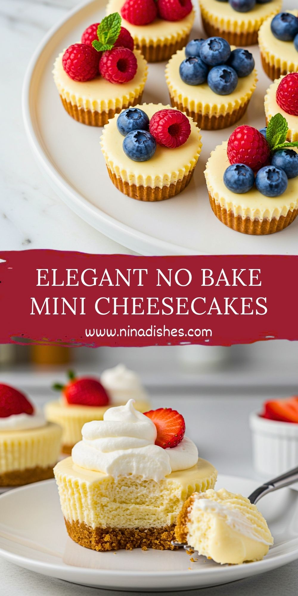 Elegant No Bake Mini Cheesecakes