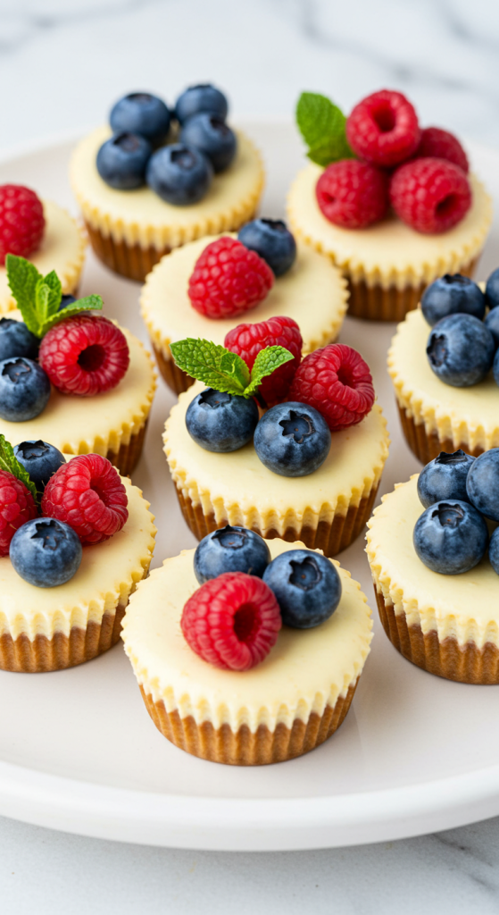 Elegant No Bake Mini Cheesecakes