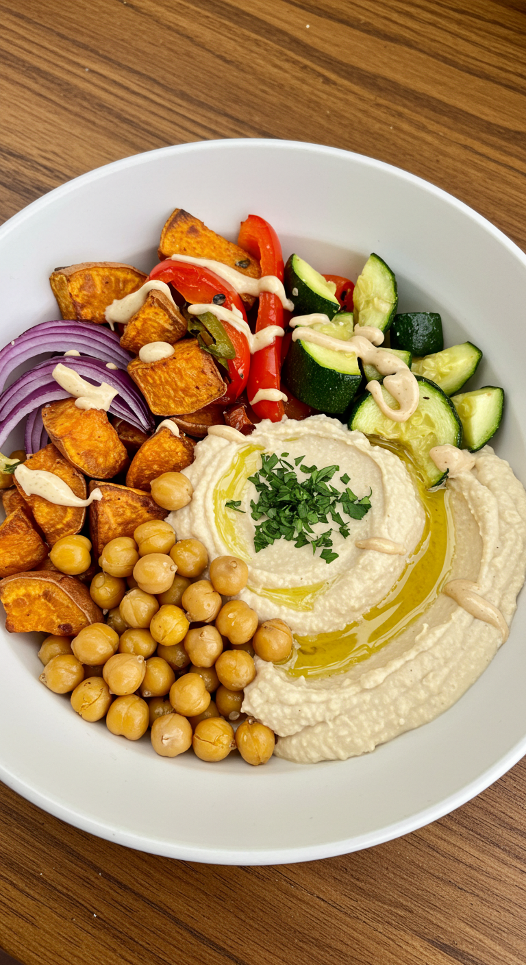 Roasted Veggie and Hummus Bowl