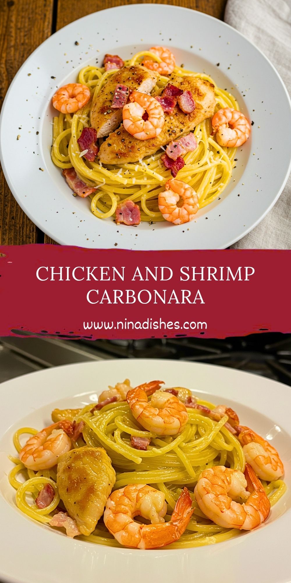 Chicken and Shrimp Carbonara