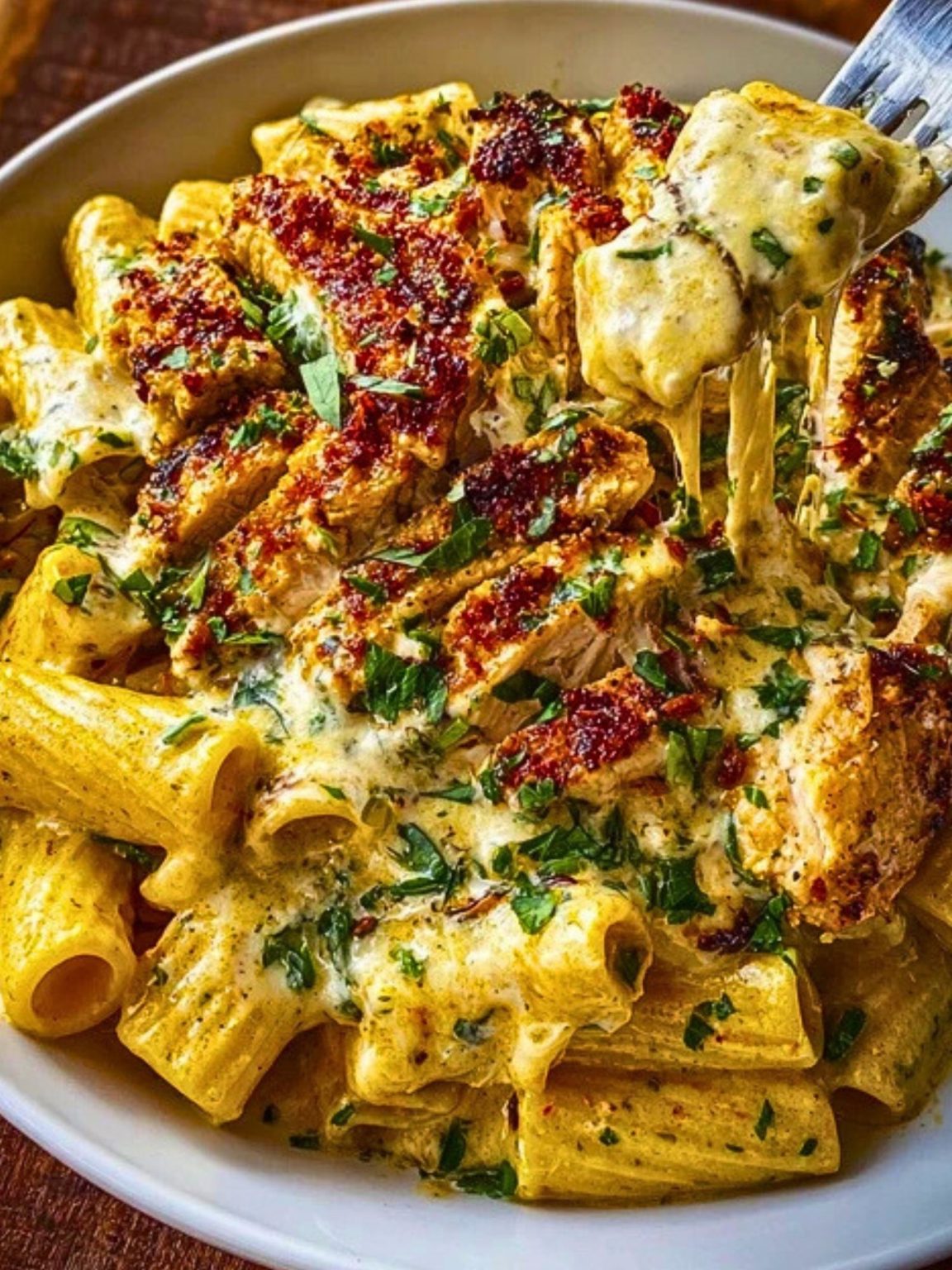 Creamy Cajun Chicken Rigatoni with Garlic Mozzarella Sauce