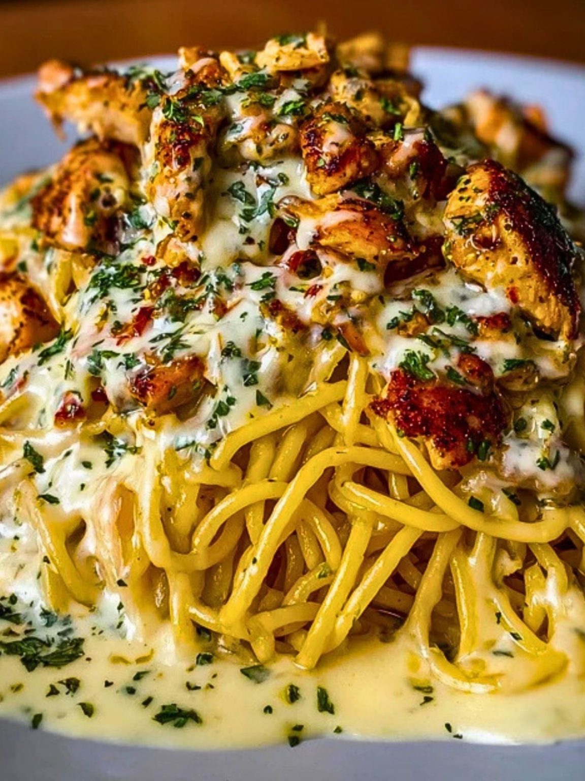 Creamy Cajun Chicken Spaghetti with Garlic Mozzarella Sauce