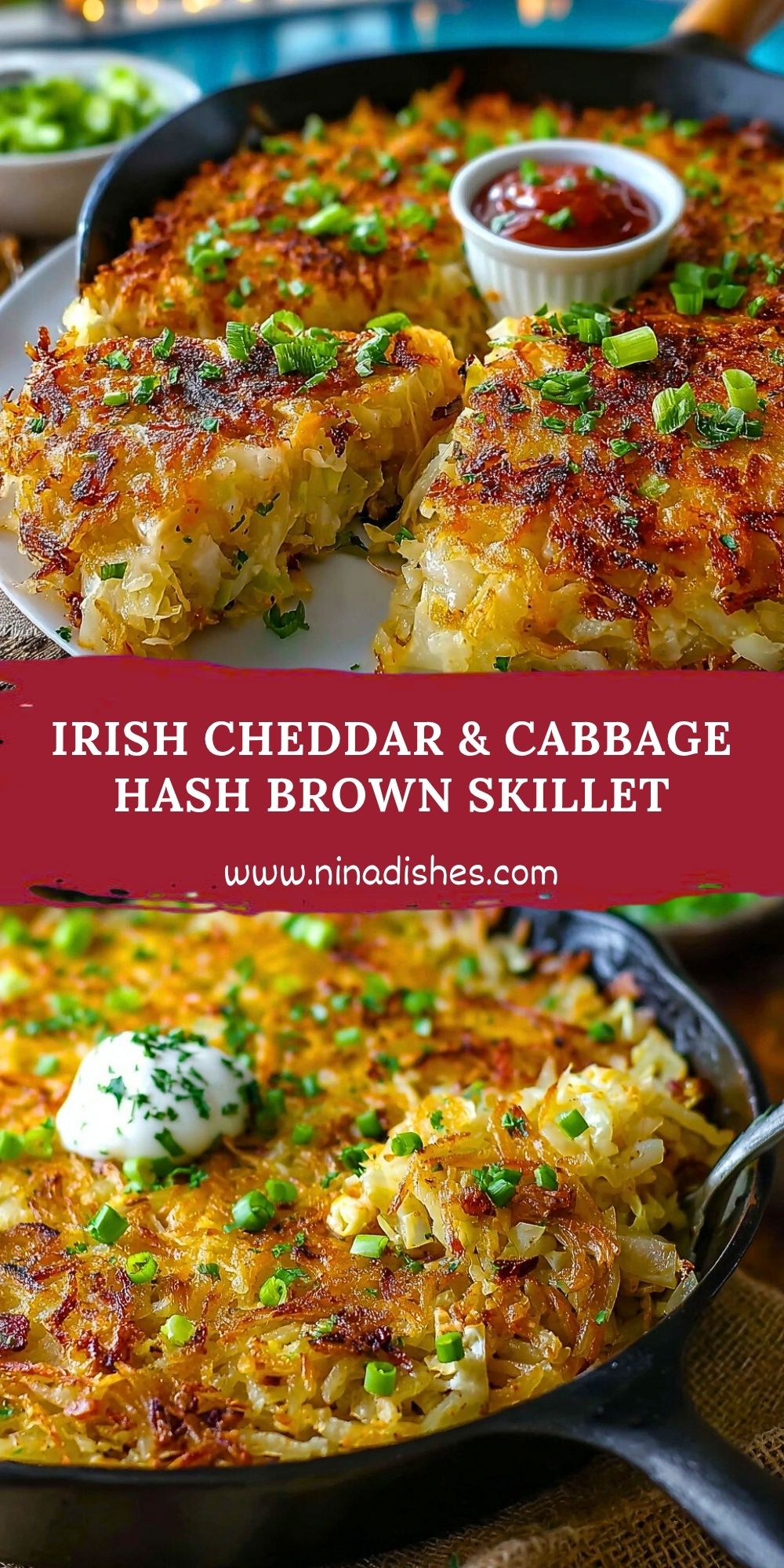 Irish Cheddar & Cabbage Hash Brown Skillet