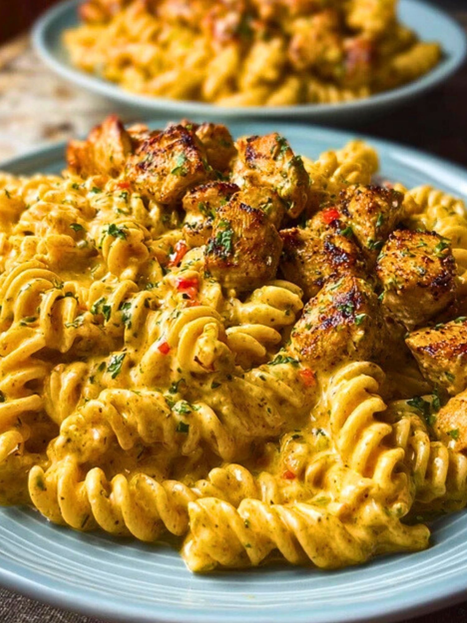 Cajun Chicken Rotini in Creamy Mozzarella Velveeta Sauce