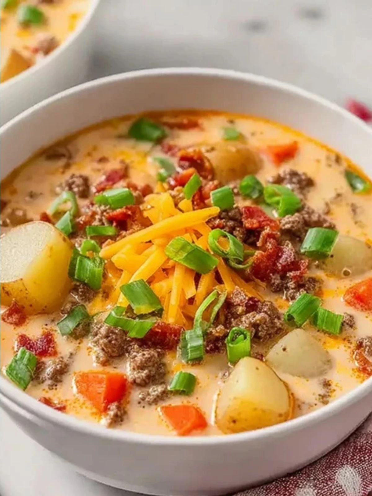 Homemade Cheeseburger Soup with Baby Potatoes