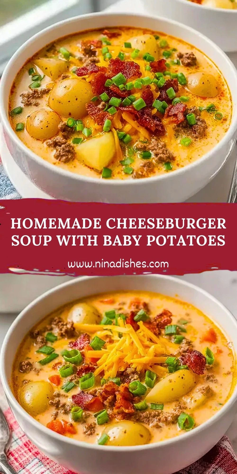 Homemade Cheeseburger Soup with Baby Potatoes