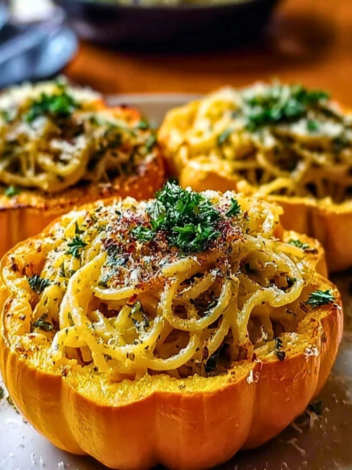 Pumpkin Alfredo Pasta Cauldrons