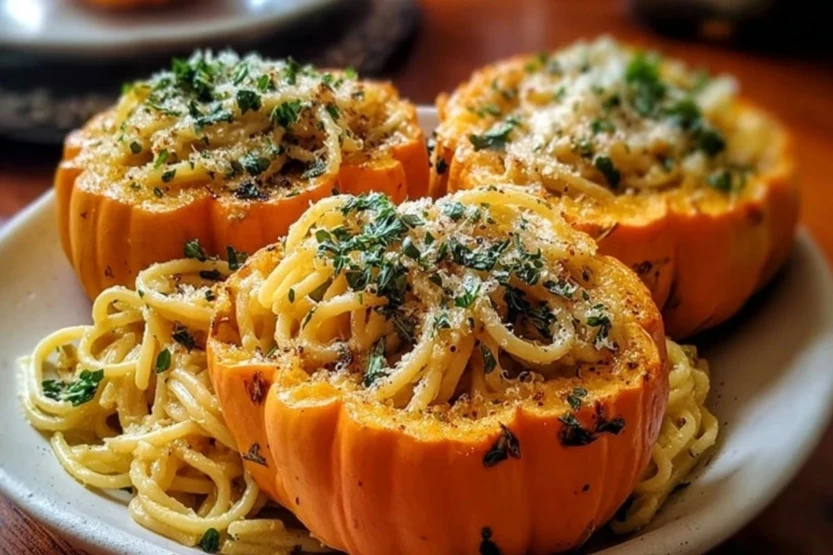 Pumpkin Alfredo Pasta Cauldrons